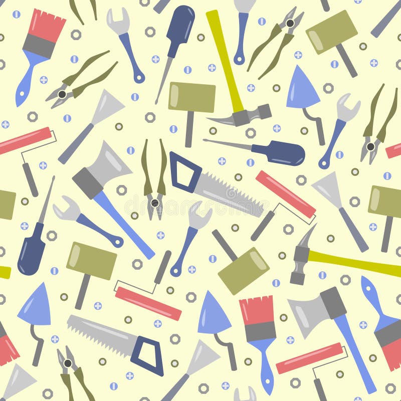 Seamless Pattern of Multicolored Tools Stock Illustration ...