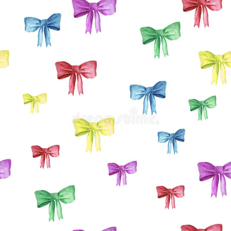 Seamless Pattern of Multicolored Watercolor Bows, Bright Patern for ...