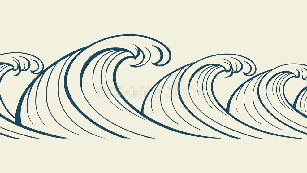 Seamless Pattern Multiple Ocean Waves Design, Vector Design Generative ...