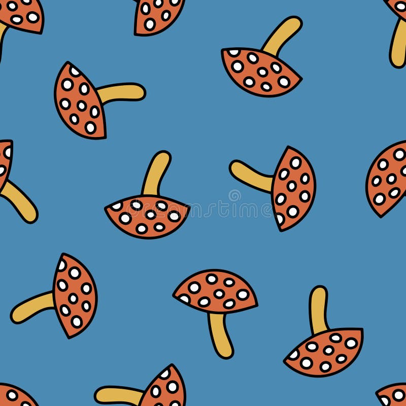 Seamless Pattern with Mushroom Fly Agaric. Red Mushroom with White ...