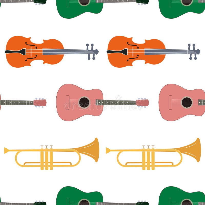 Seamless Pattern of Music Instrument Stock Vector - Illustration of ...