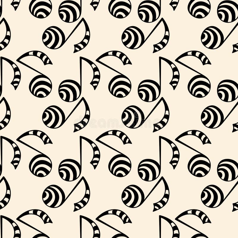 Seamless Pattern Music Note in Doodle Style . Vector Illustration for ...