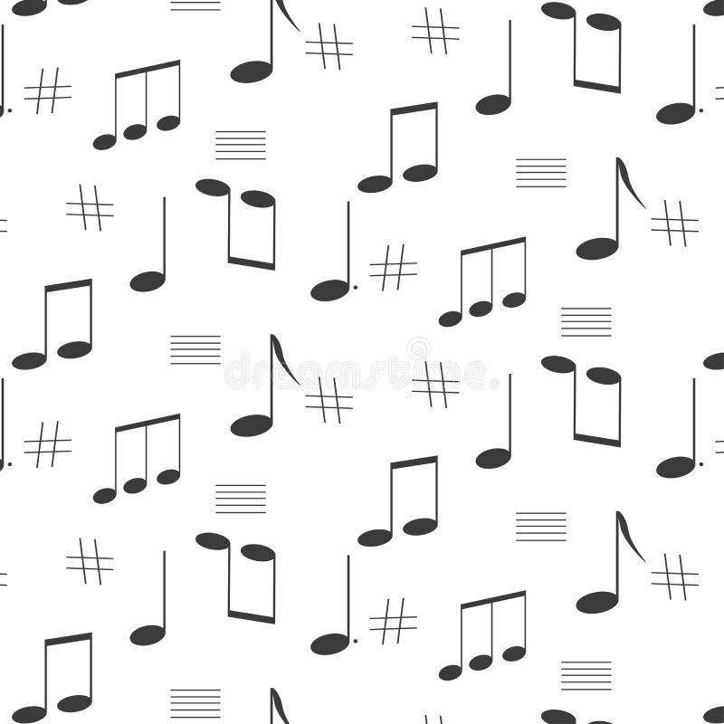 Seamless Pattern of Music Notes Stock Illustration - Illustration of ...