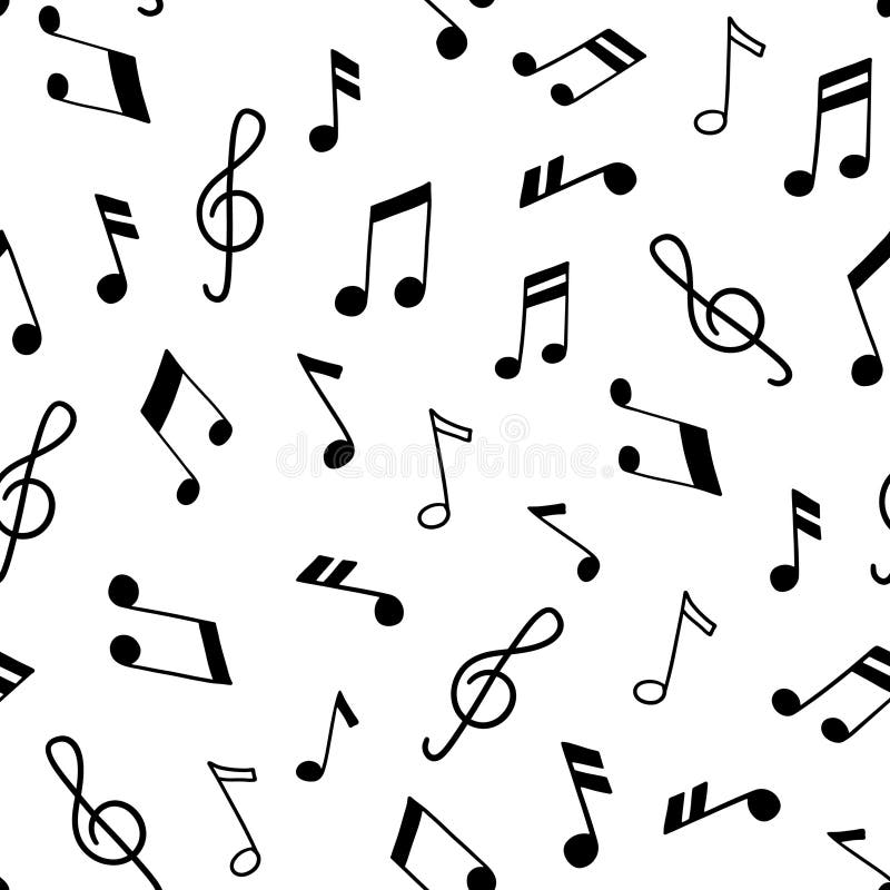 Seamless Pattern with Music Notes and Musical Instruments. Vector ...