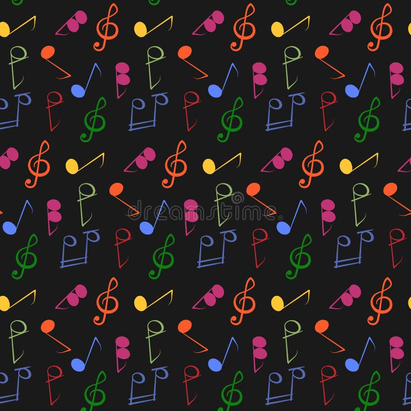 Seamless Pattern with Music Notes Stock Vector - Illustration of retro ...