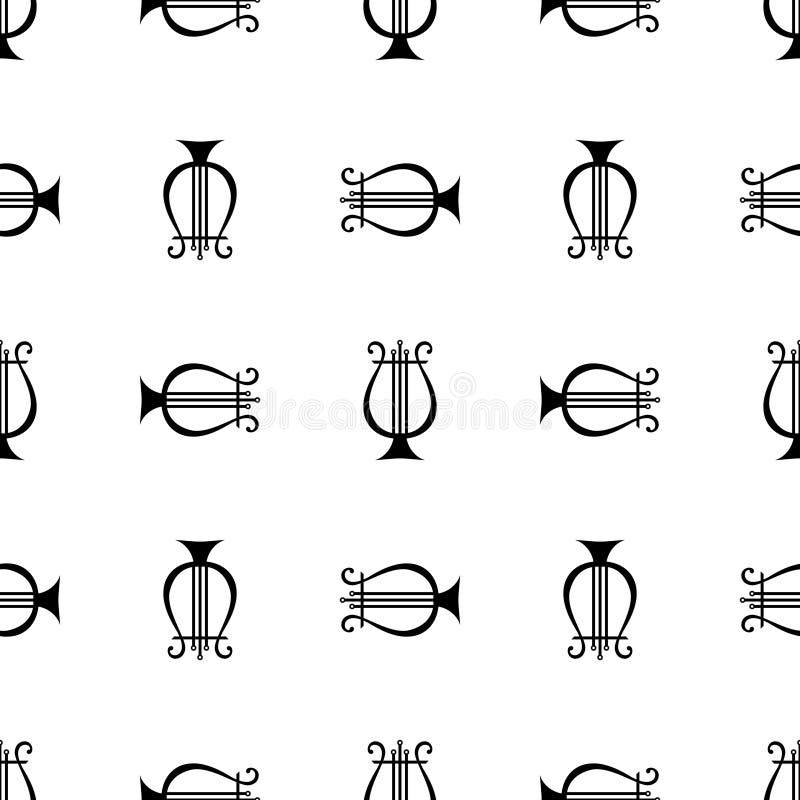 Seamless Pattern with Musical Instrument Harp Stock Vector ...