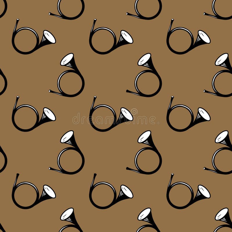 Seamless Pattern with Musical Instrument Horn Stock Vector ...