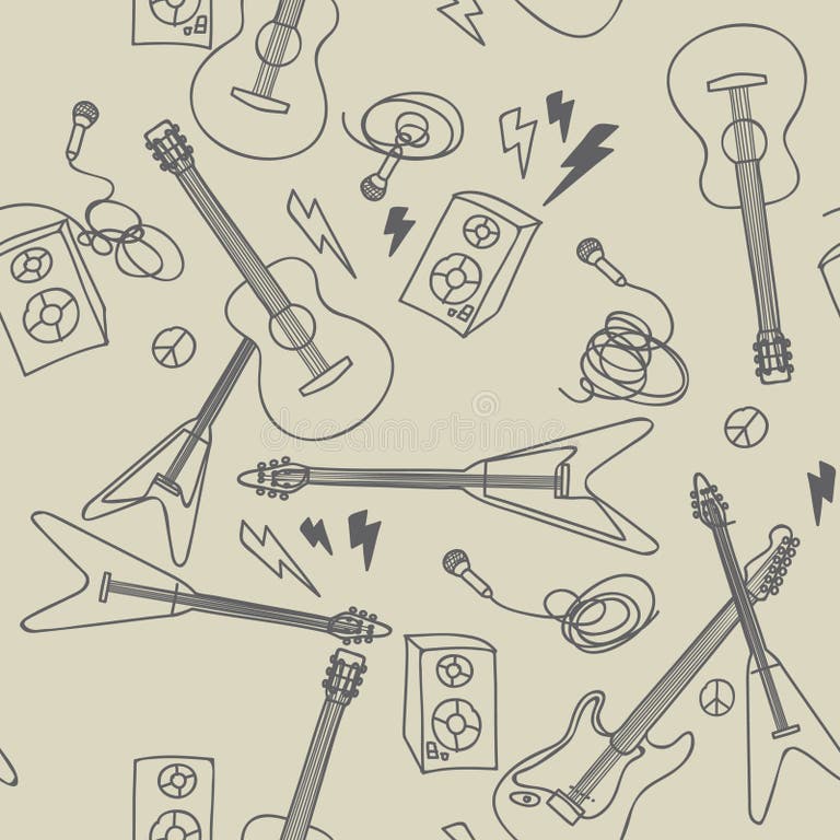 Seamless Pattern with Musical Instruments Stock Vector - Illustration ...