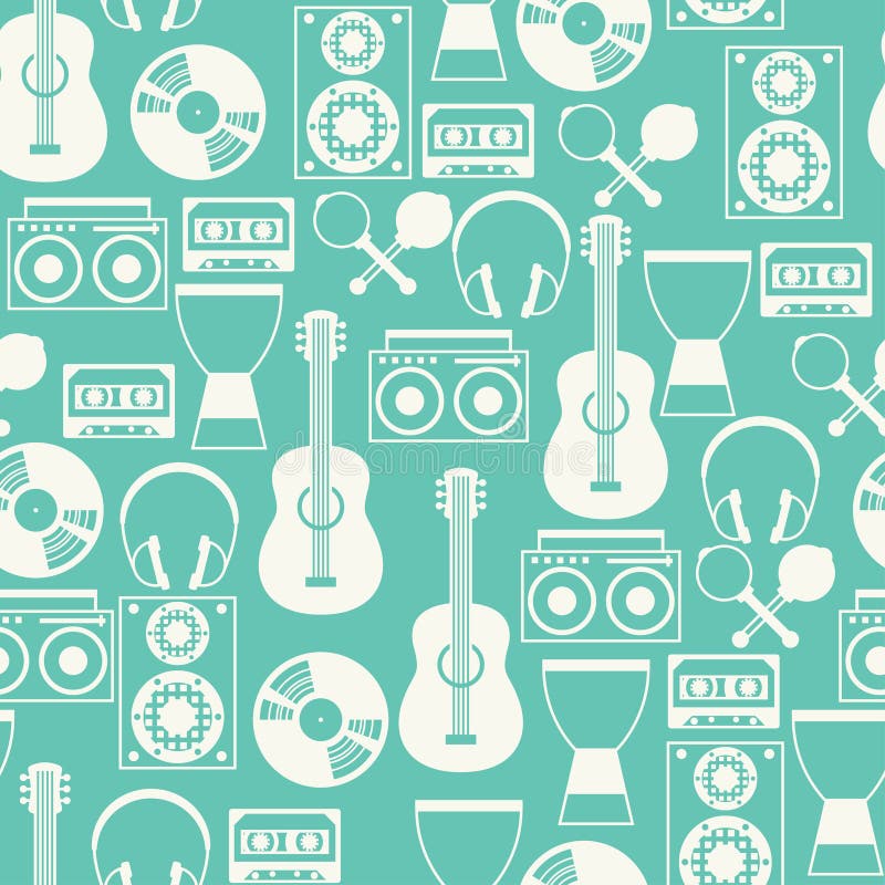 Seamless Pattern with Musical Instruments in Flat Stock Vector ...