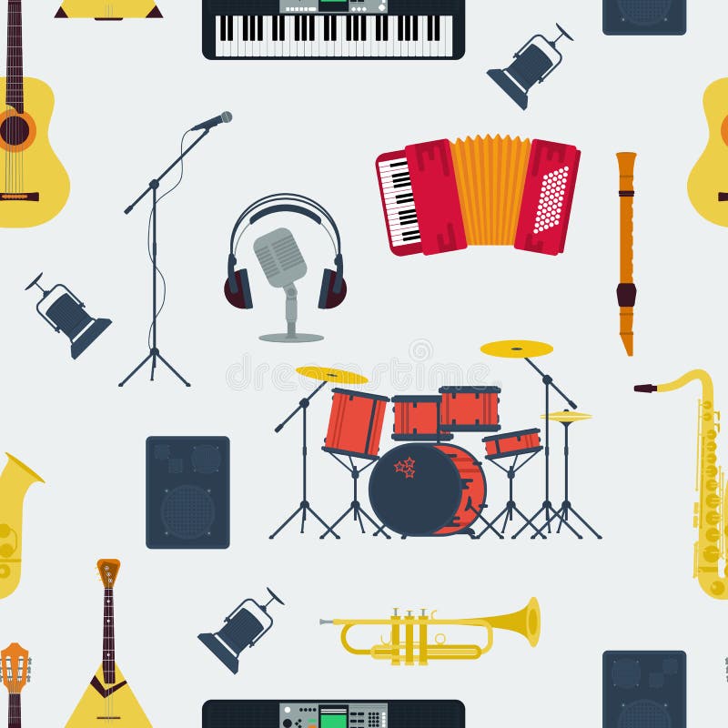 Seamless Pattern - Musical Instruments Stock Illustration ...