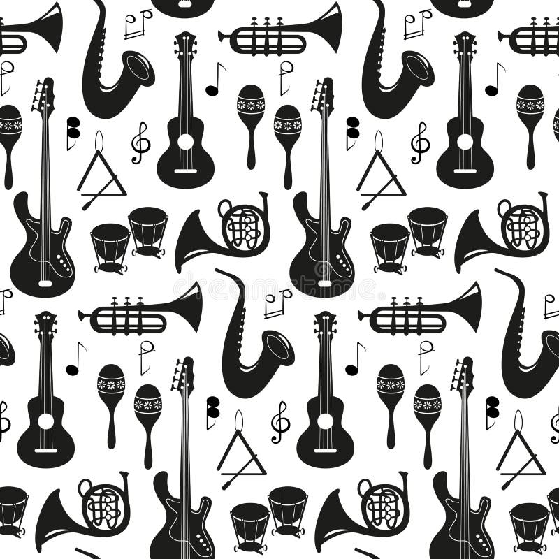 Set of Musical Instruments on the White Background Stock Illustration ...
