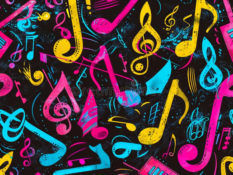 A Seamless Pattern with Musical Notes Stock Photo - Image of ...