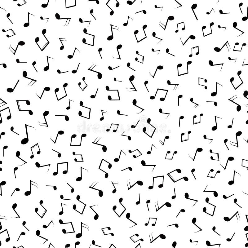Seamless Pattern Musical Notes Black on Whitebckgraund. Vector Pattern ...