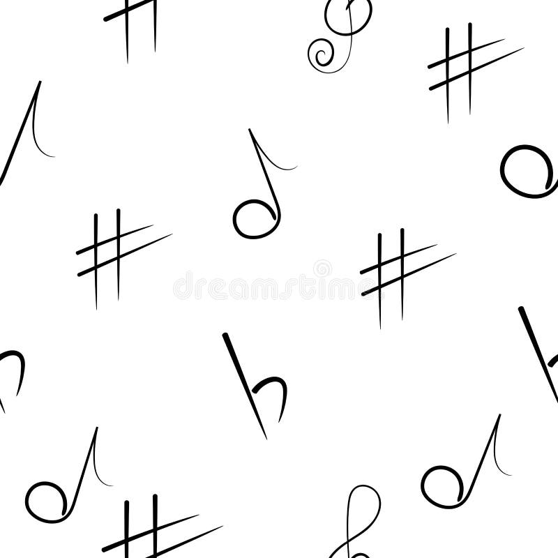 Seamless Pattern of Musical Signs Hand Drawing Stock Vector ...