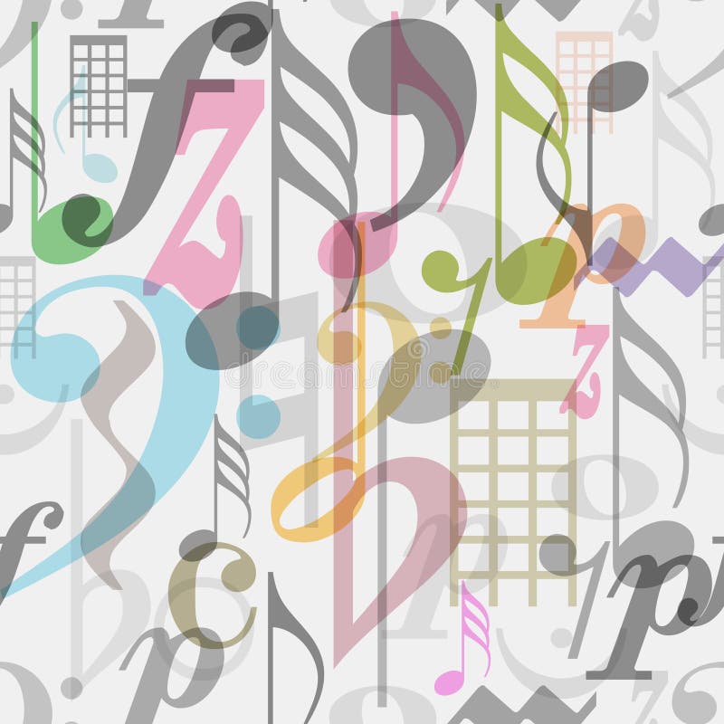Seamless Pattern Musical Symbols Stock Vector - Illustration of clef ...