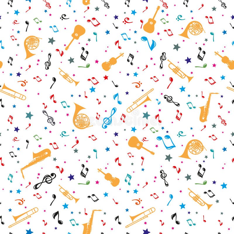 Seamless Pattern on a Musical Theme, Consisting of Colored Musical ...