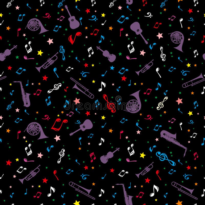 Seamless Pattern on a Musical Theme, Consisting of Colored Musical ...