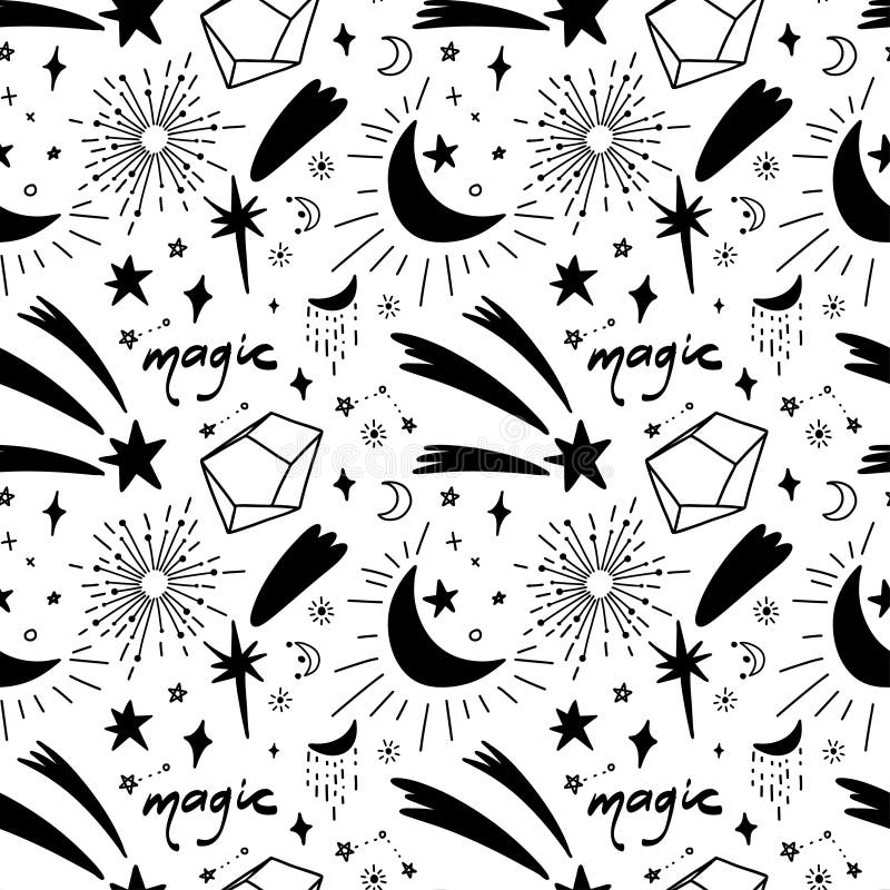 Seamless Pattern with Mystical and Starry Elements. a Repeating Pattern ...