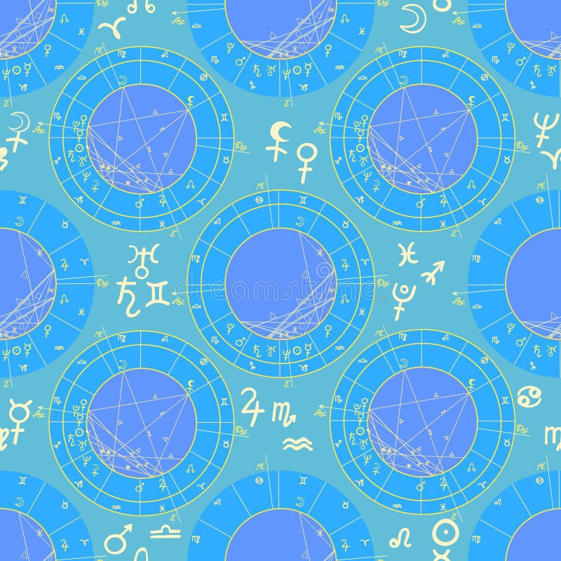 Seamless Pattern Natal Astrological Chart, Zodiac Sign. Stock Vector ...