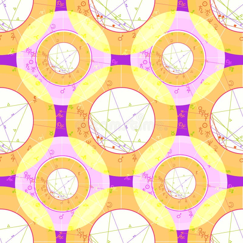 Seamless Pattern Natal Astrological Chart, Zodiac Signs Stock Vector ...