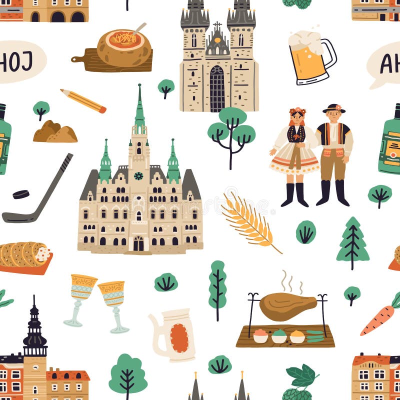 Seamless Pattern with National Symbols of Czech Republic. Endless ...