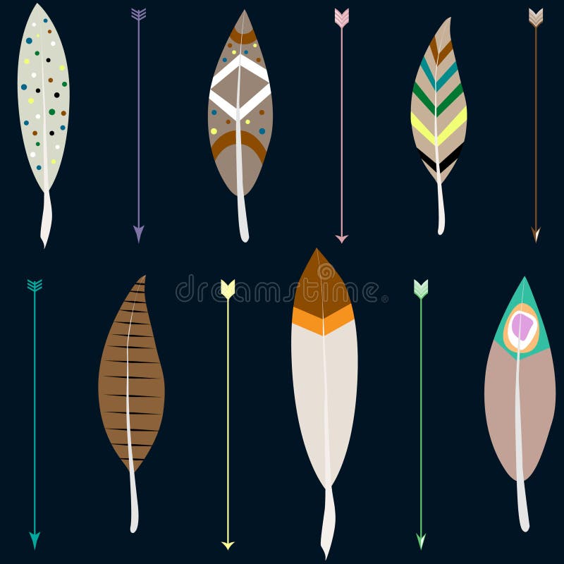 Seamless Pattern Native American Feathers. Background for Paper ...