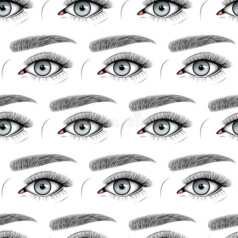 Seamless Pattern with Natural Set. Vector Flat Style with Hand Drawn ...