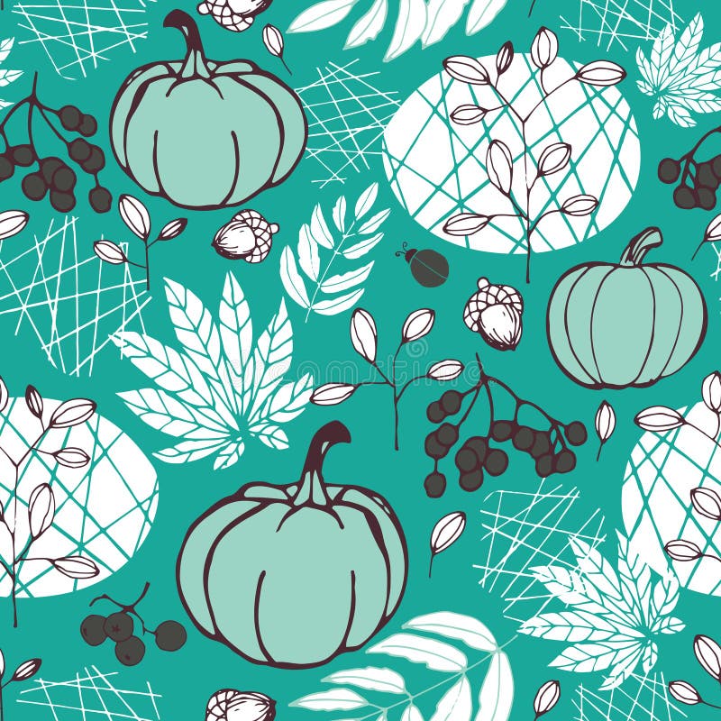 Seamless Pattern with Nature Stock Vector - Illustration of painted ...