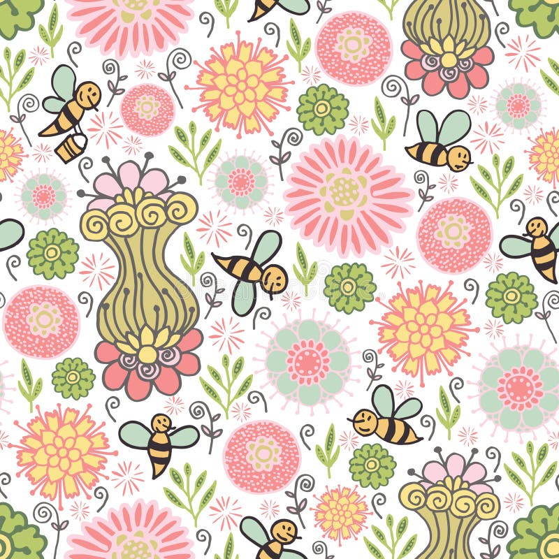 Seamless Pattern with Nature Stock Vector - Illustration of nature ...