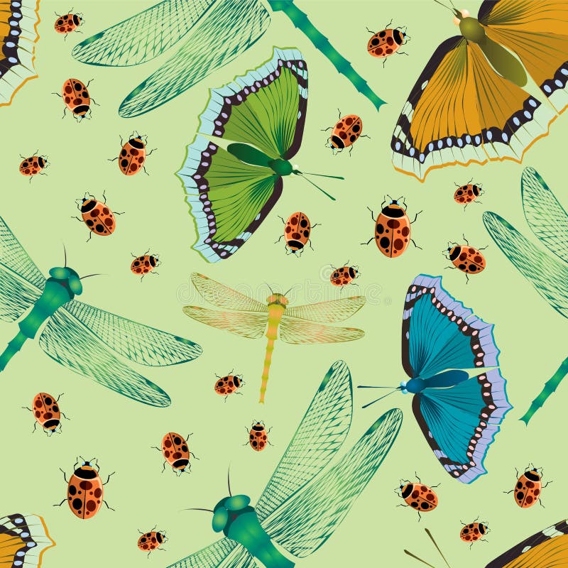 Seamless Pattern with Nature Elements Stock Vector - Illustration of ...