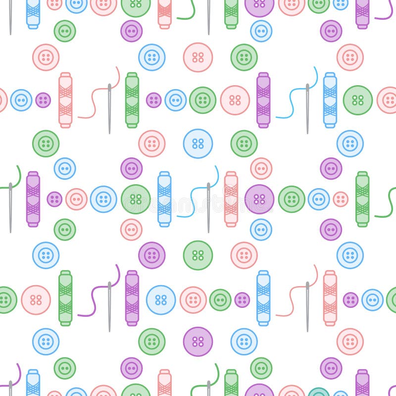 Seamless Pattern with Needles, Buttons, Threads. Sewing and Needlework ...