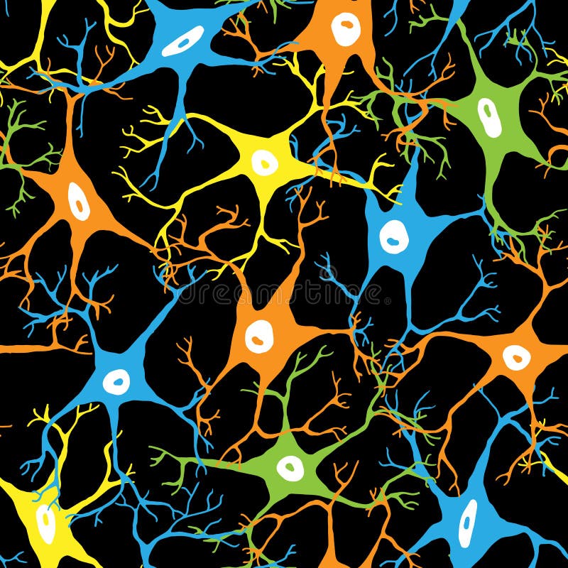 Seamless Pattern of Nerve Cells Stock Illustration - Illustration of ...
