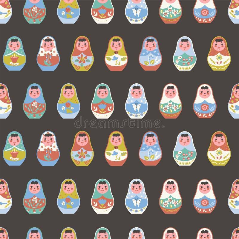 Seamless Pattern with Nesting Dolls. Vector Graphics Stock Illustration ...