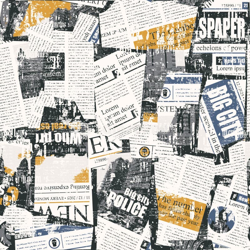 Seamless Pattern with Newspaper Clippings Stock Vector - Illustration ...
