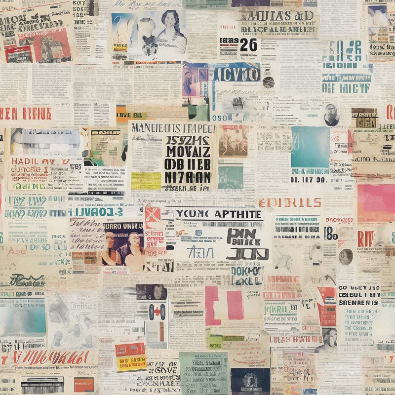 Newspaper Collage Background. Ai Generated Stock Illustration ...