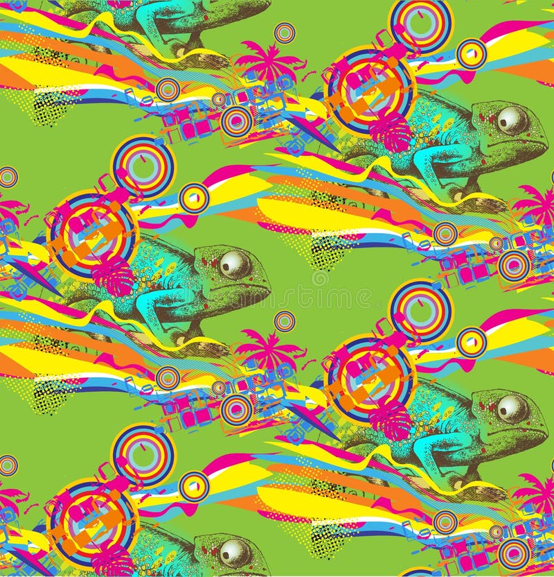 Seamless Pattern of Chameleon Stock Illustration - Illustration of ...