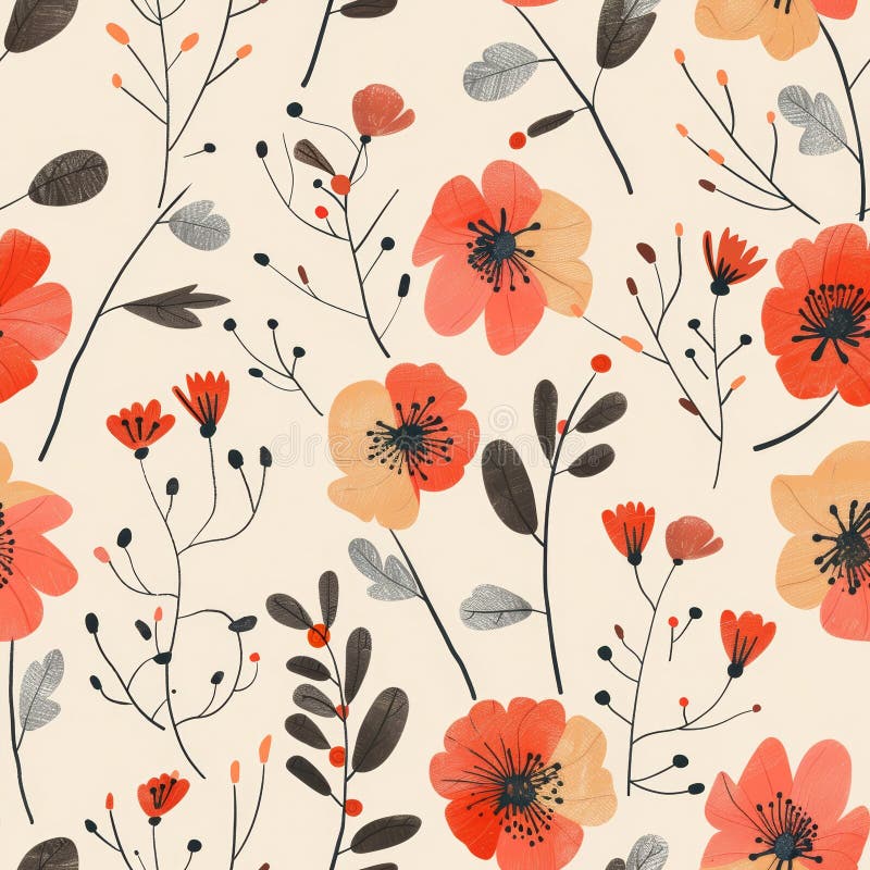 Seamless Pattern of a Nice Drawn Flowers. Nice Watercolor Tileable ...