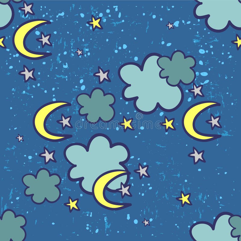 Seamless pattern night sky stock vector. Illustration of cute - 27208546