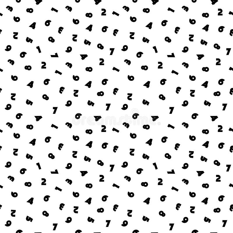 Seamless Pattern with Numbers Black and White. Vector Illustration ...