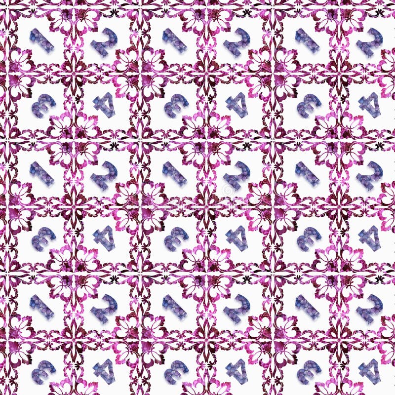 Seamless Pattern of Numbers Inside Decorative Corner Frames on White ...
