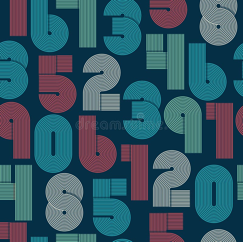 Seamless Pattern of Numbers Stock Vector - Illustration of font, count ...