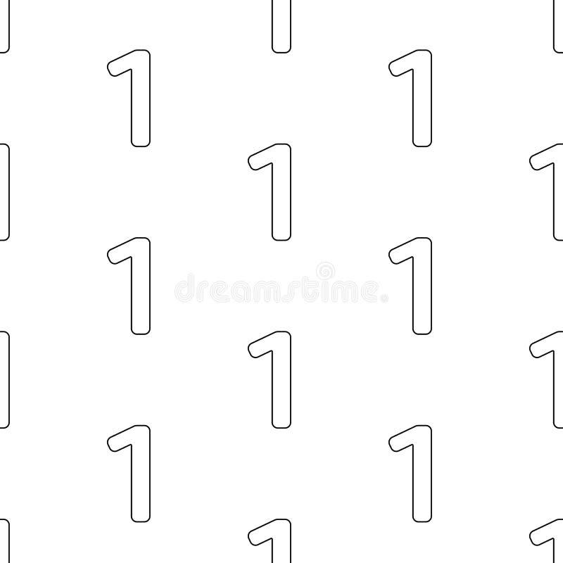 Seamless Pattern with Numeral One on the White Background Stock Vector ...