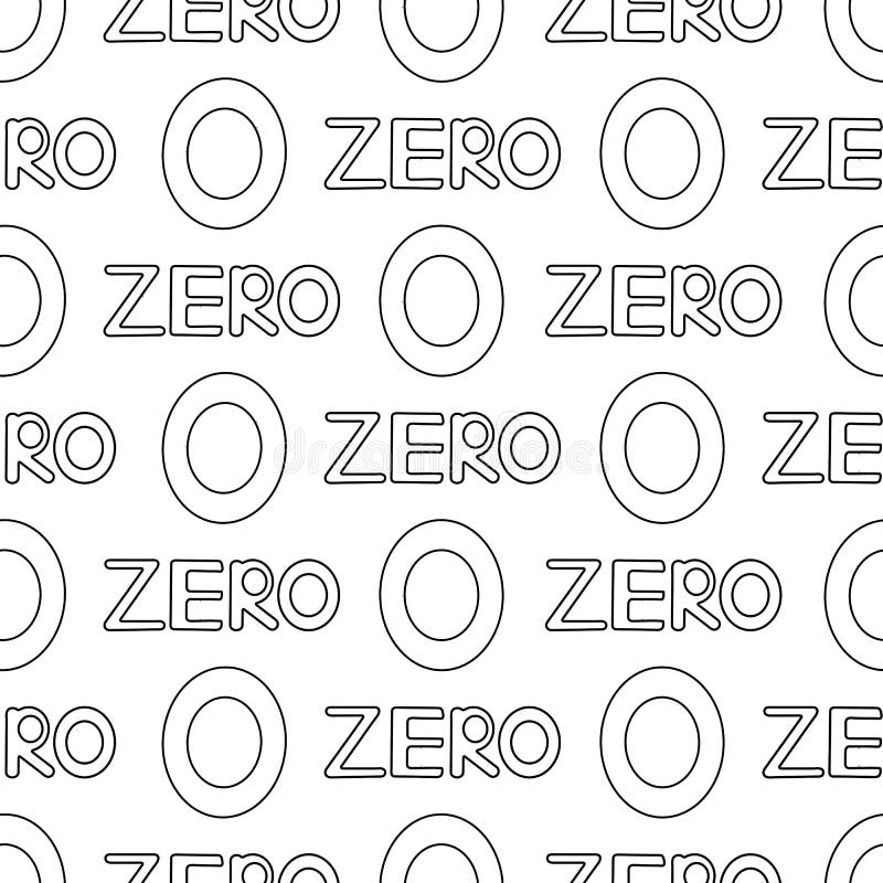 Seamless Pattern with Numeral and Word Zero. Coloring Page Stock ...