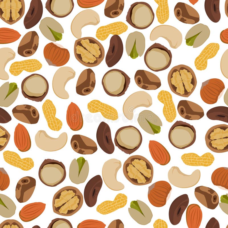 Seamless pattern nuts stock illustration. Illustration of macadamia ...