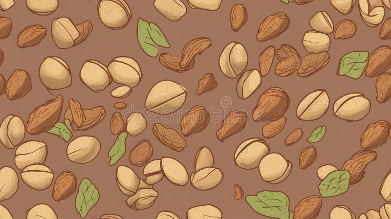 Seamless Pattern Nuts. Walnut Pattern Stock Illustration - Illustration ...