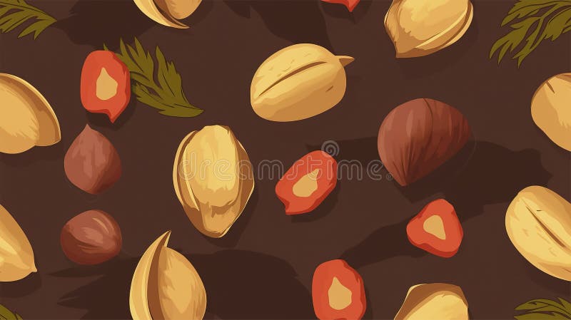 Seamless Pattern Nuts. Walnut Pattern Stock Illustration - Illustration ...