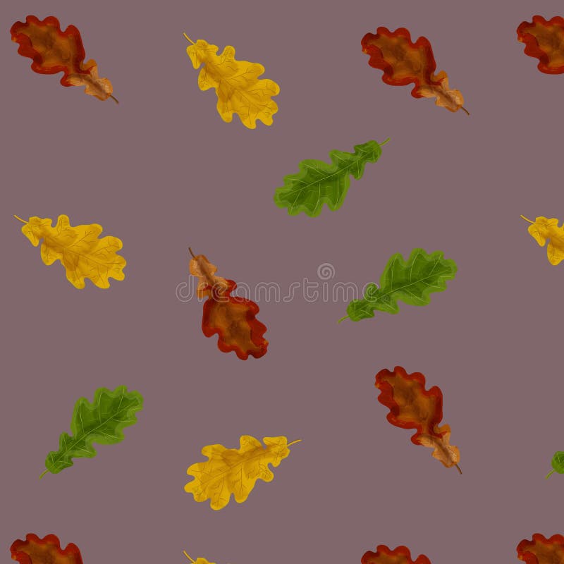 Seamless Pattern of Oak Leaves Stock Illustration - Illustration of ...