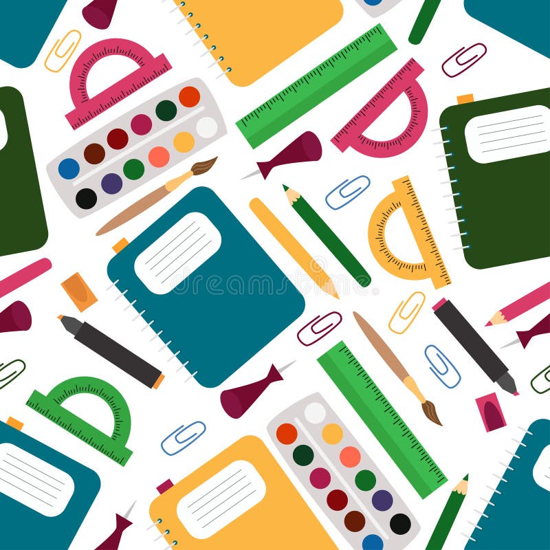 Seamless Pattern with School Supplies - Vector Illustration, Eps Stock ...