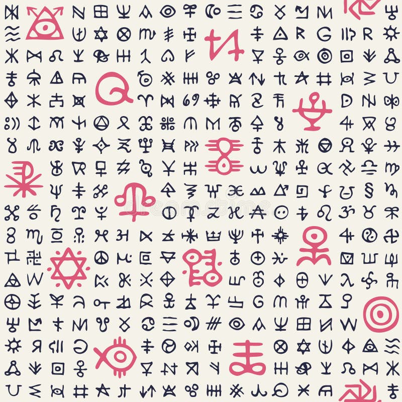 Seamless Pattern with Occult Signs and Magic Runes Stock Vector ...
