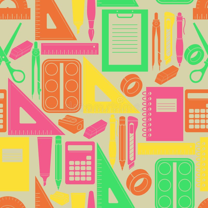 Seamless Pattern with Office Equipment Stock Vector - Illustration of ...